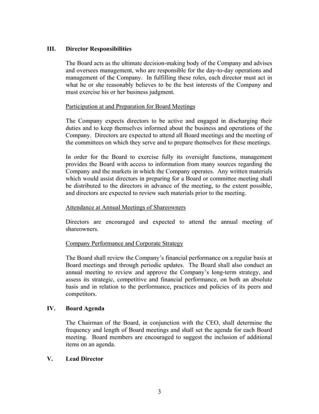 Corporate Governance Guidelines | PDF