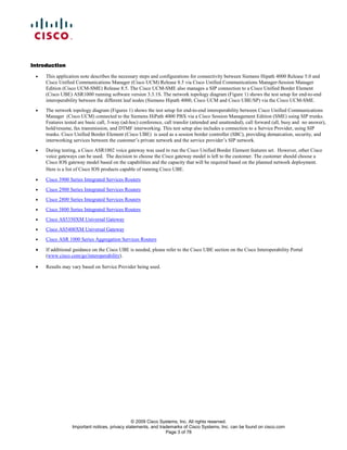 Siemens HiPath 4000 Rel 5.0 using SIP via Cisco Unified Communications ...