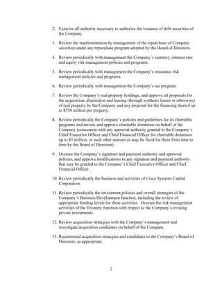 cisco systems Investment, Finance and Acquisition Committee Charter | PDF