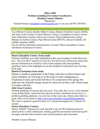 Oregon Problem Gambling Services - Monthly PG Prevention Connect ...