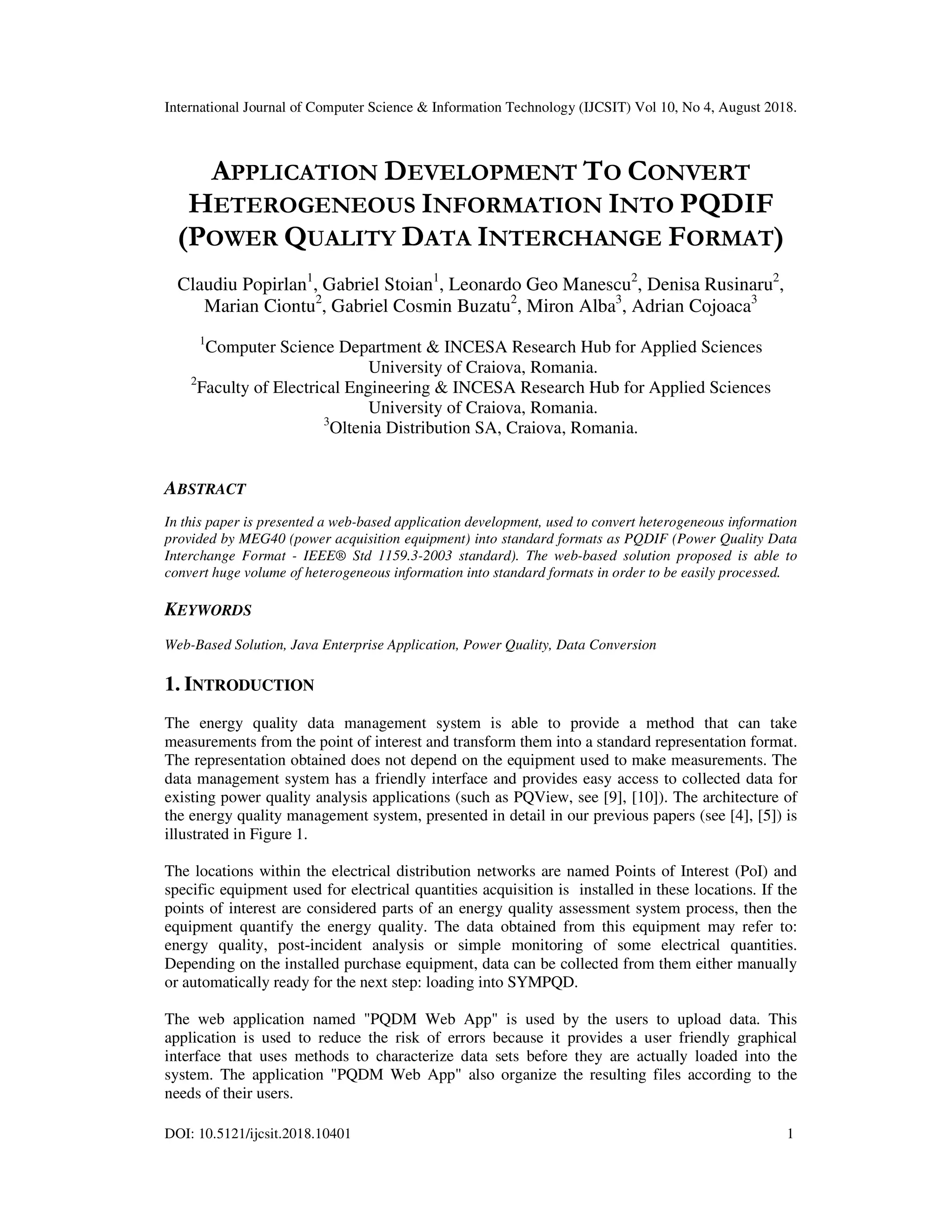 APPLICATION DEVELOPMENT TO CONVERT HETEROGENEOUS INFORMATION INTO PQDIF ...