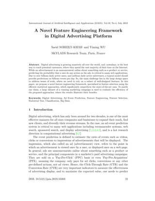 A Novel Feature Engineering Framework in Digital Advertising Platform | PDF