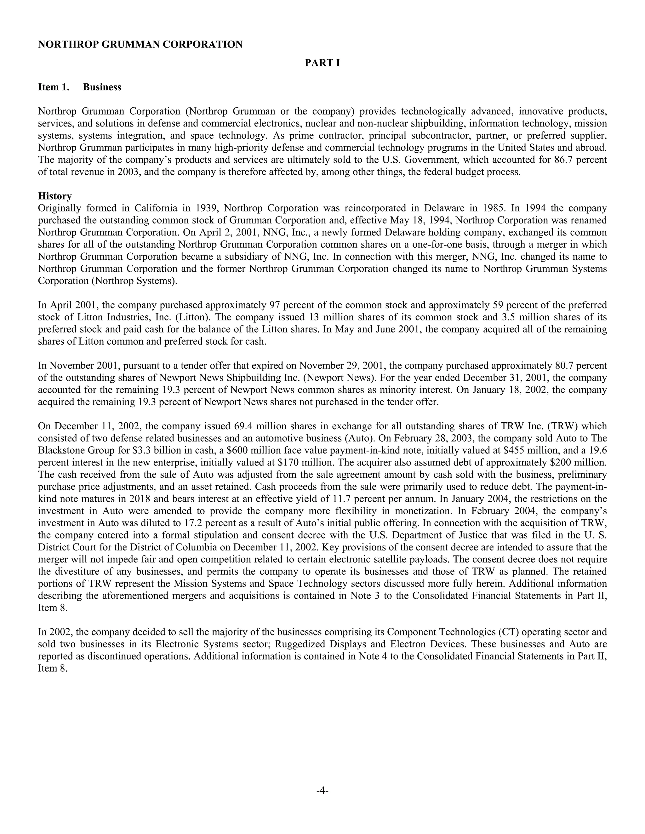 northrop grumman Annual Report 2003 | PDF