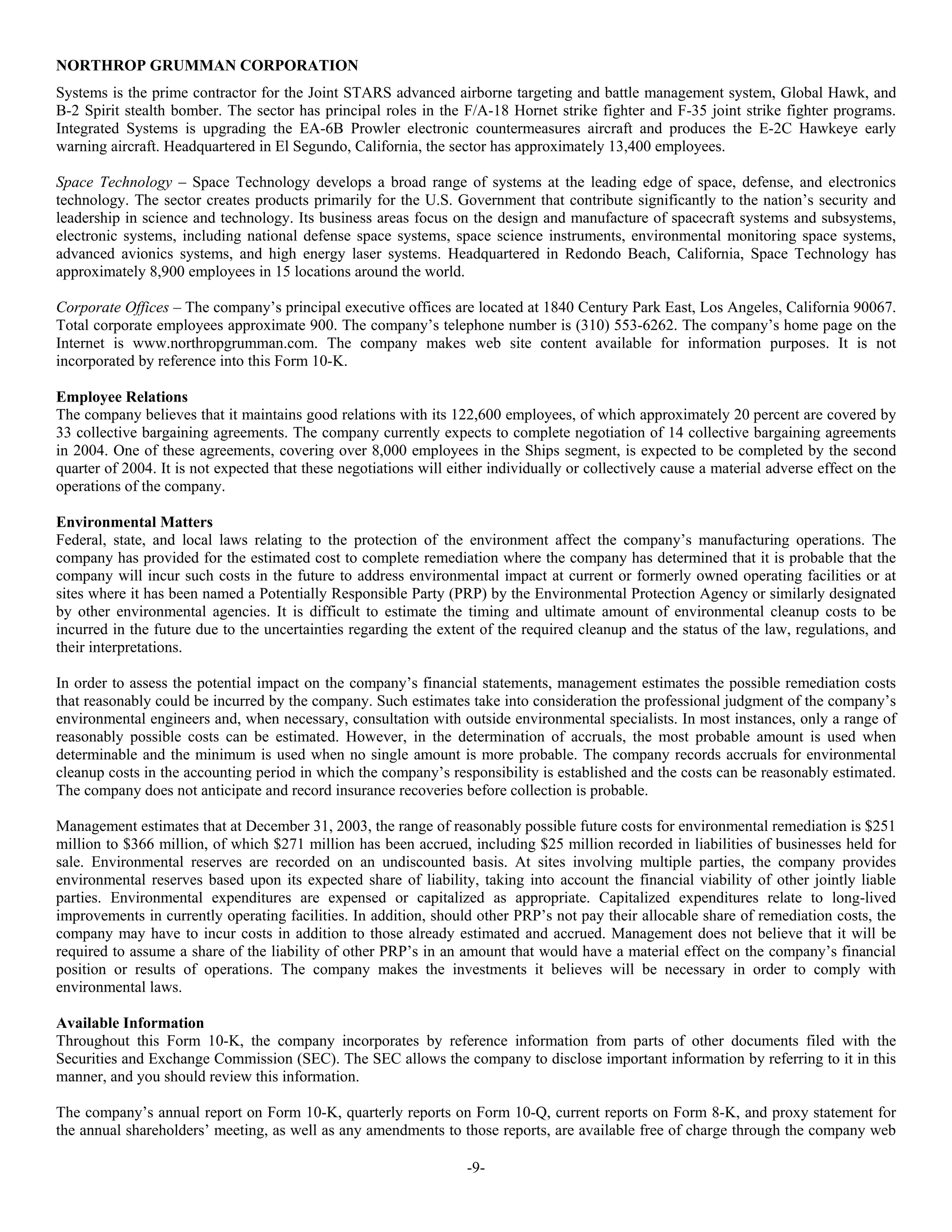 northrop grumman Annual Report 2003 | PDF