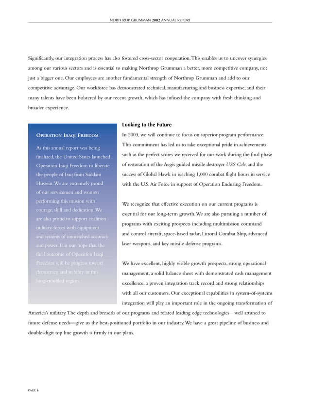 northrop grumman Annual Report 2002 | PDF