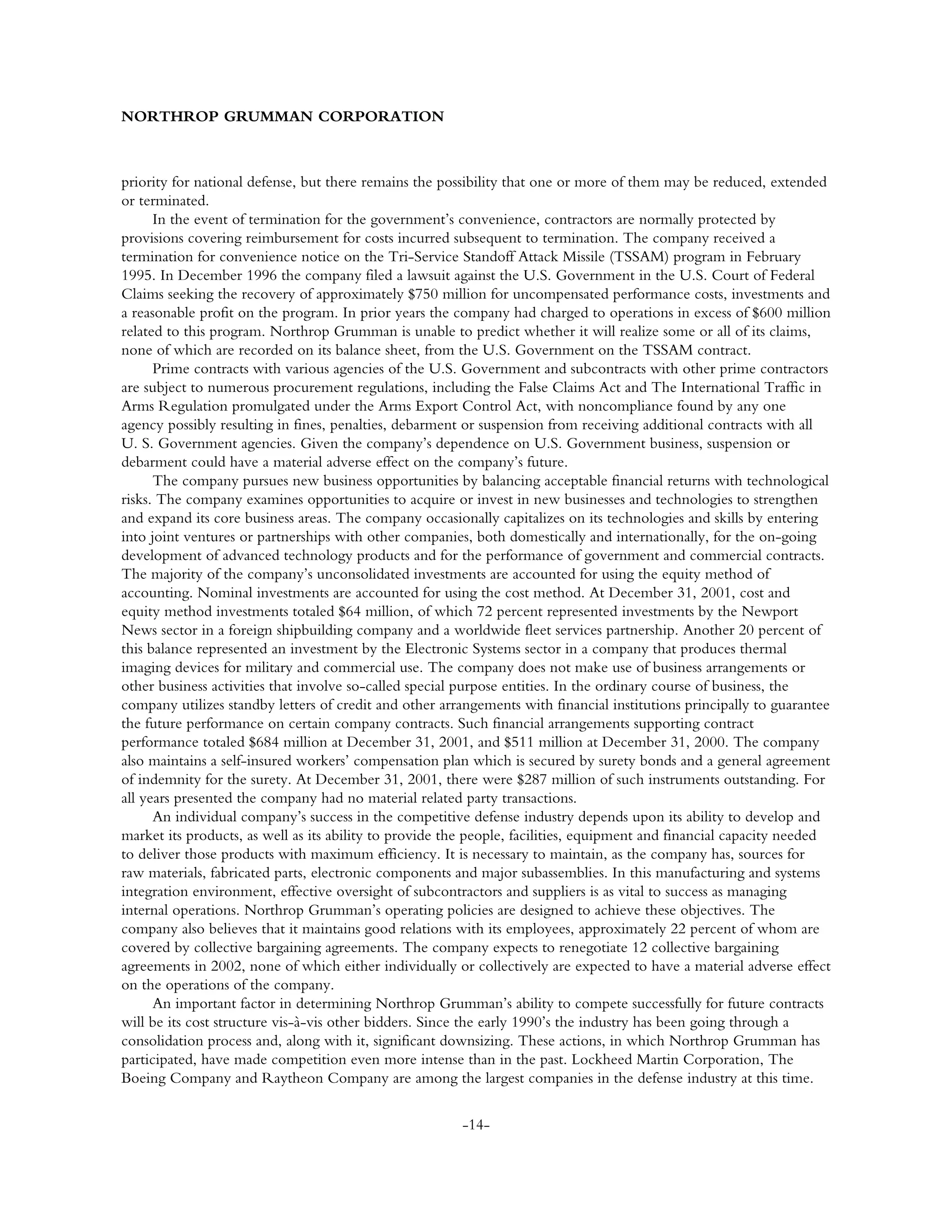 northrop grumman Annual Report 2001 | PDF