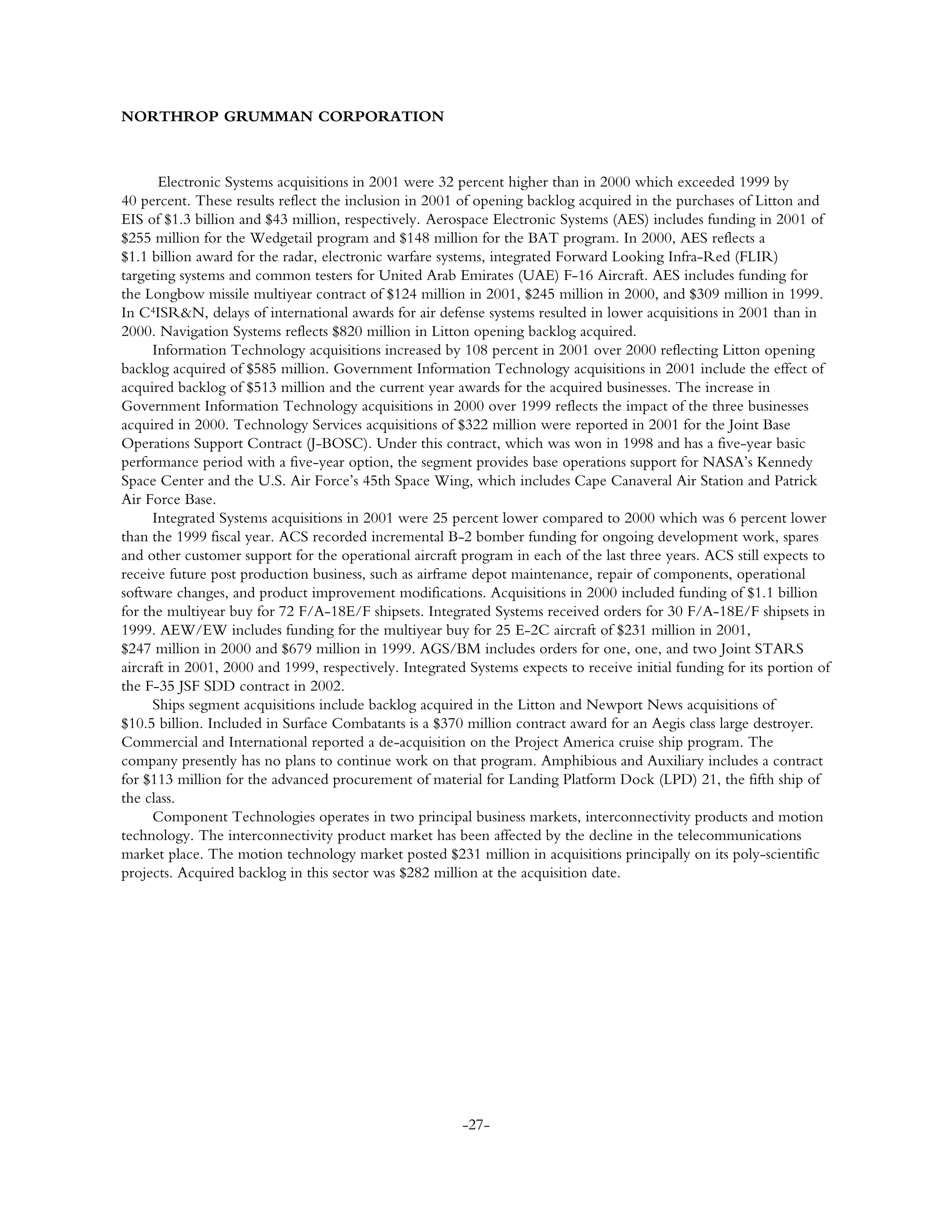 northrop grumman Annual Report 2001 | PDF