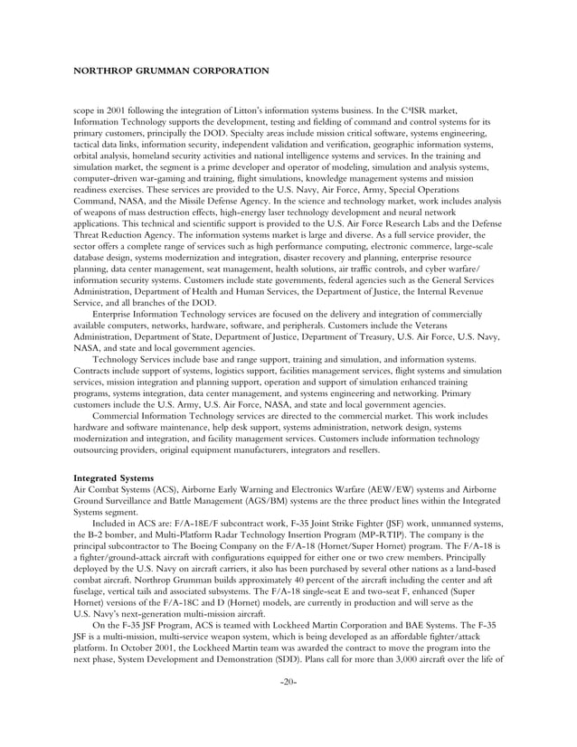 northrop grumman Annual Report 2001 | PDF