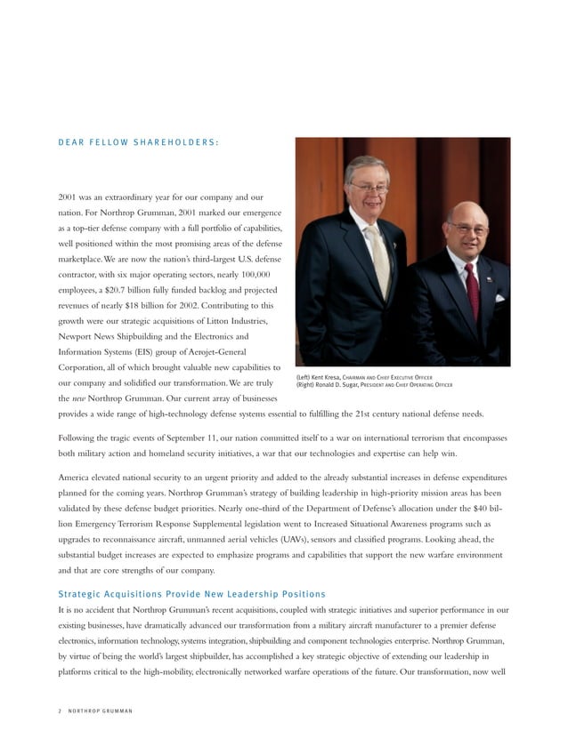 northrop grumman Annual Report 2001 | PDF