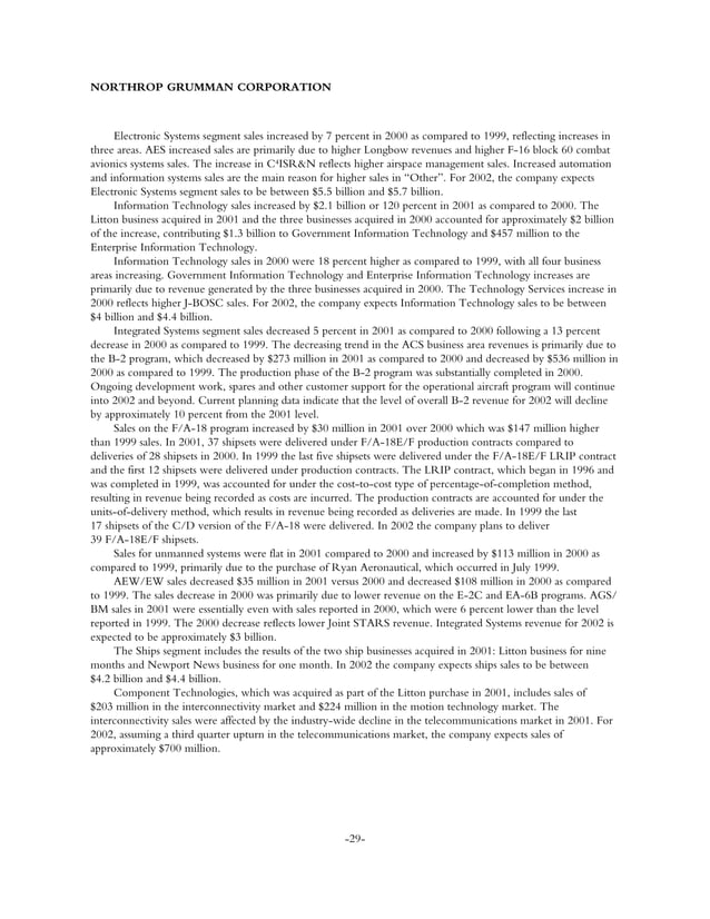 northrop grumman Annual Report 2001 | PDF