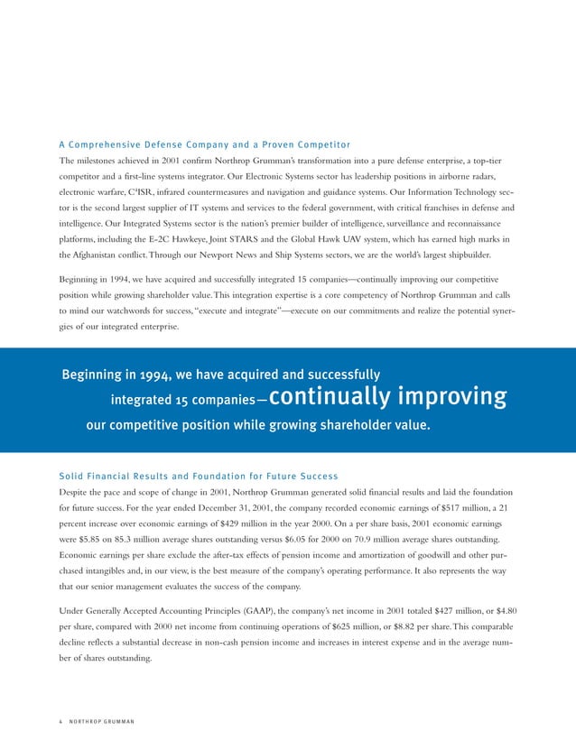 northrop grumman Annual Report 2001 | PDF