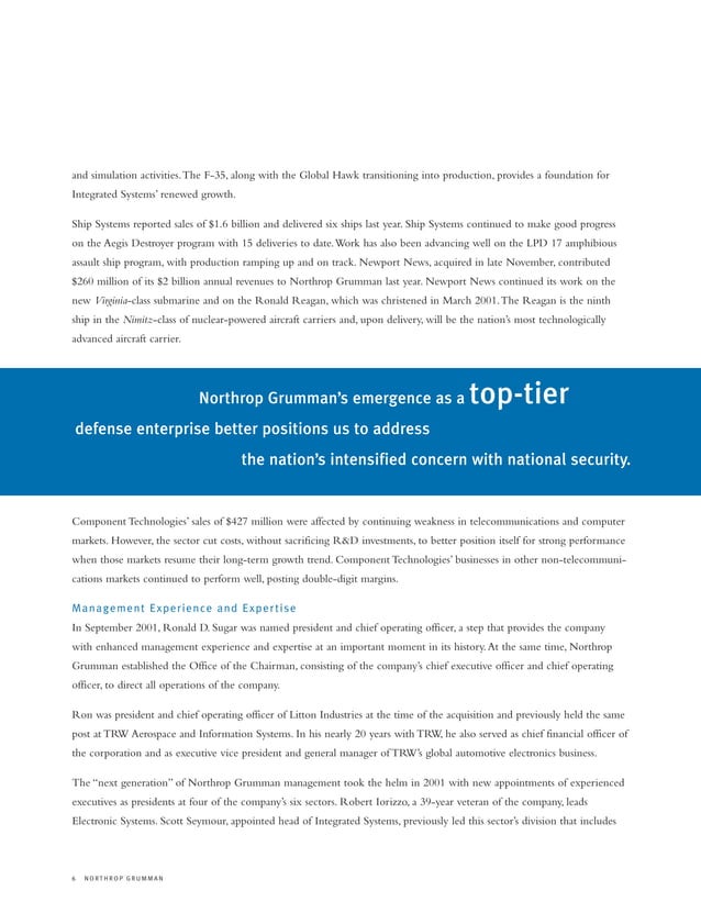 northrop grumman Annual Report 2001 | PDF