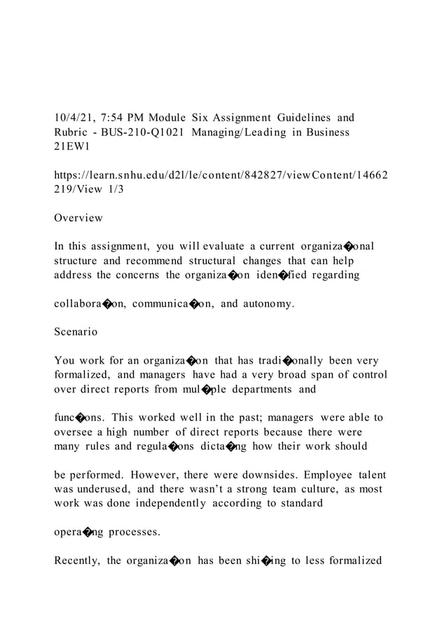 10421, 754 PM Module Six Assignment Guidelines and Rubric - | PDF