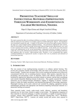 Promoting Teachers’ Skills of Instructional Materials Improvisation ...