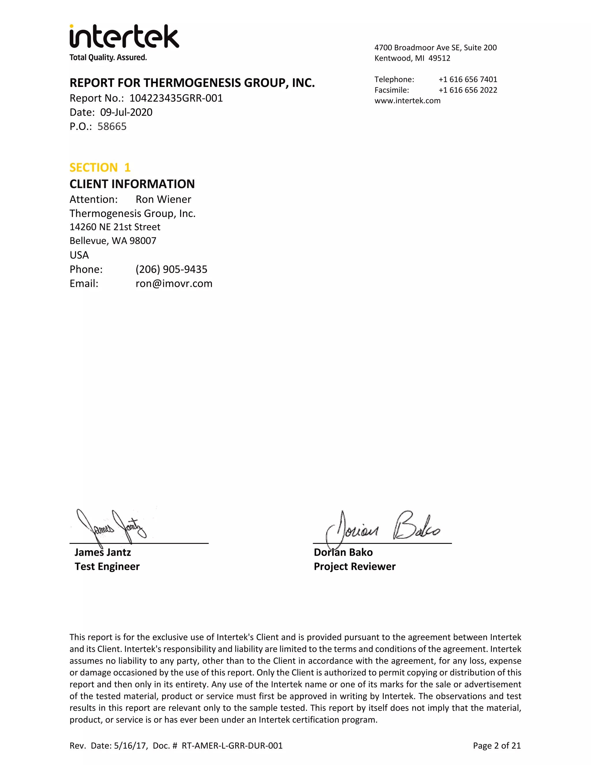 iMovR ZipDesk ANSI/BIFMA X5.5 Test Report | PDF