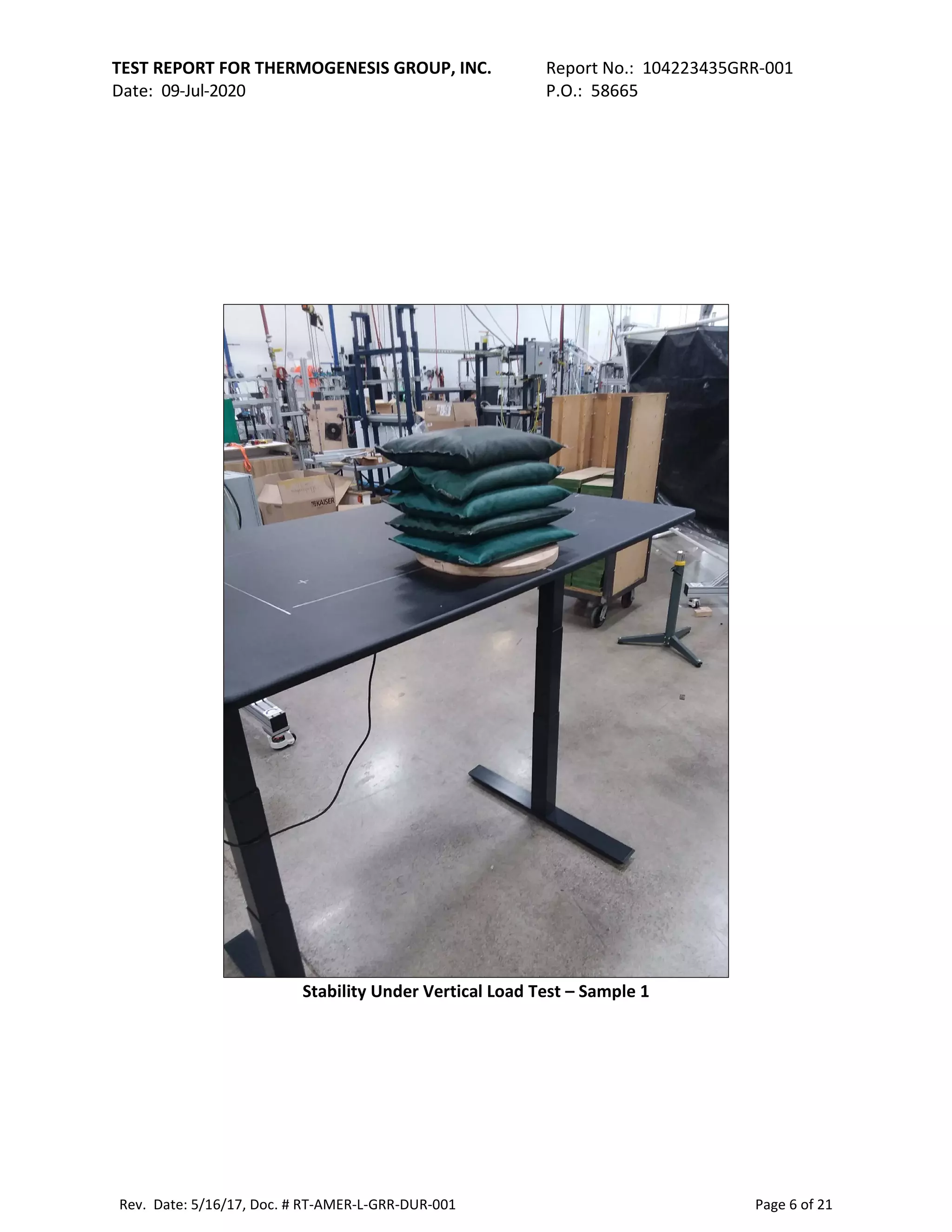 iMovR ZipDesk ANSI/BIFMA X5.5 Test Report | PDF