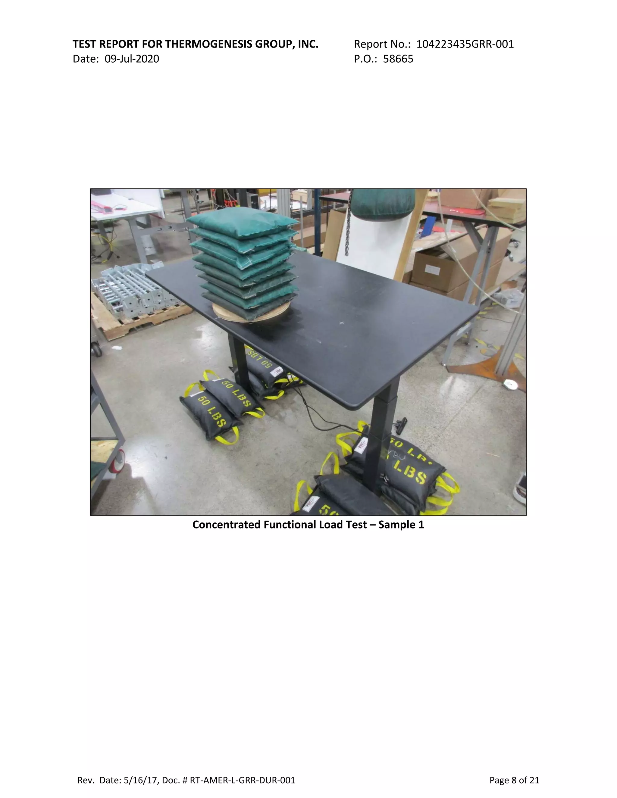 iMovR ZipDesk ANSI/BIFMA X5.5 Test Report | PDF