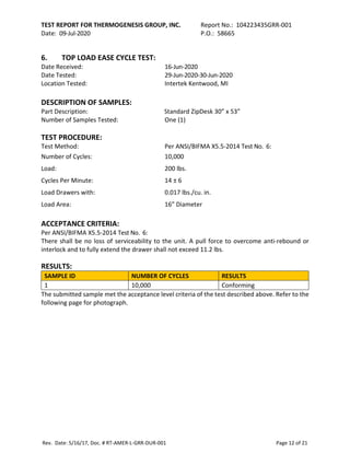 iMovR ZipDesk ANSI/BIFMA X5.5 Test Report | PDF