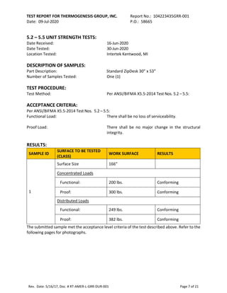 iMovR ZipDesk ANSI/BIFMA X5.5 Test Report | PDF