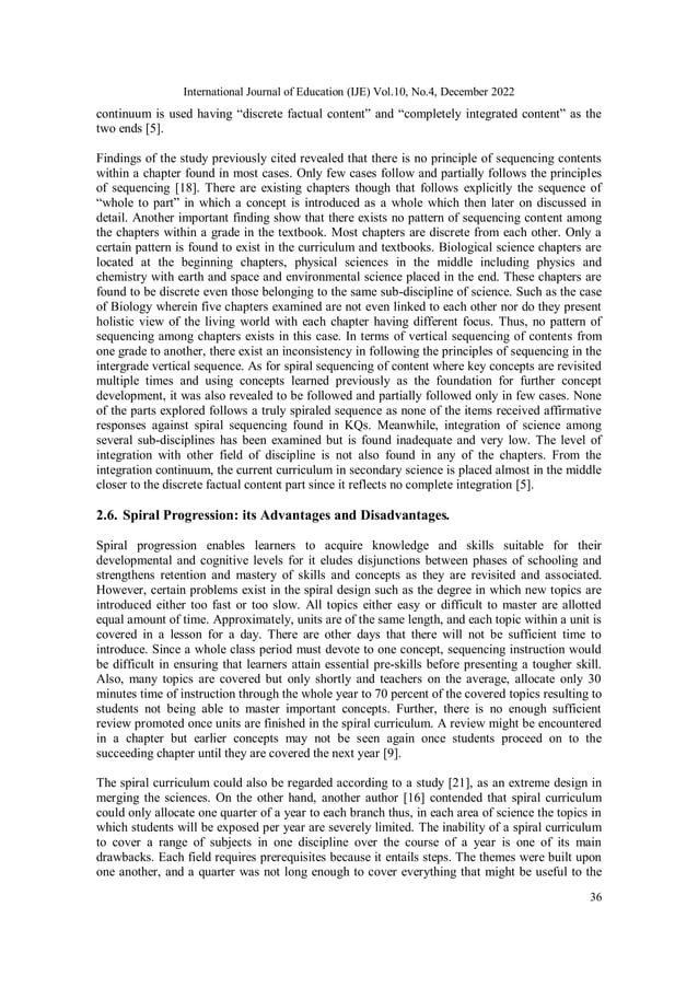 SPIRAL PROGRESSION APPROACH IN THE K TO 12 SCIENCE CURRICULUM: A ...