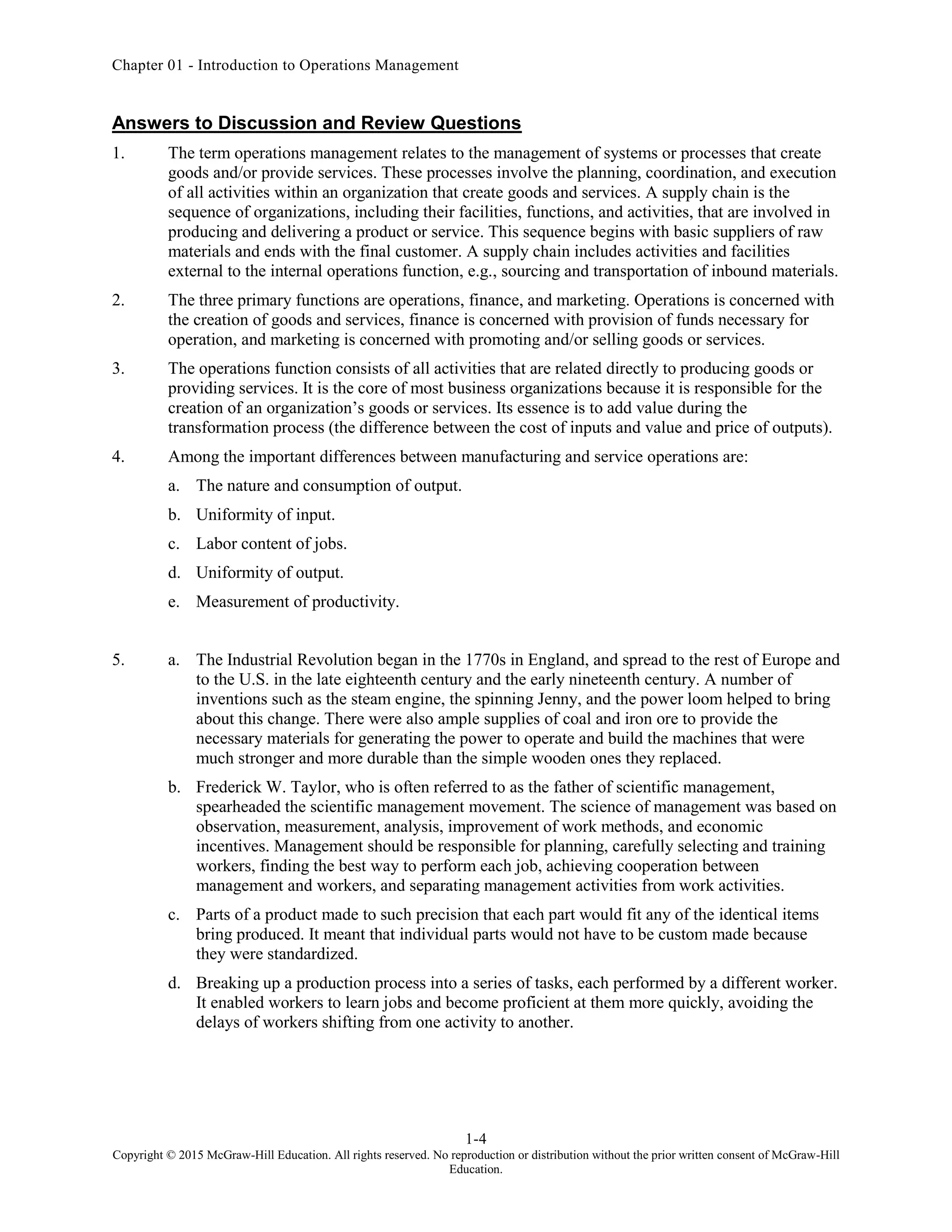 Operations Management Stevenson 12th Edition Solutions Manual | PDF