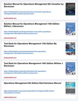 Operations Management Stevenson 12th Edition Solutions Manual | PDF