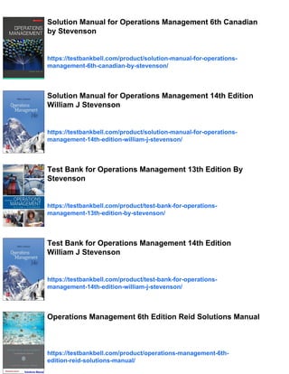 Operations Management Stevenson 12th Edition Solutions Manual | PDF