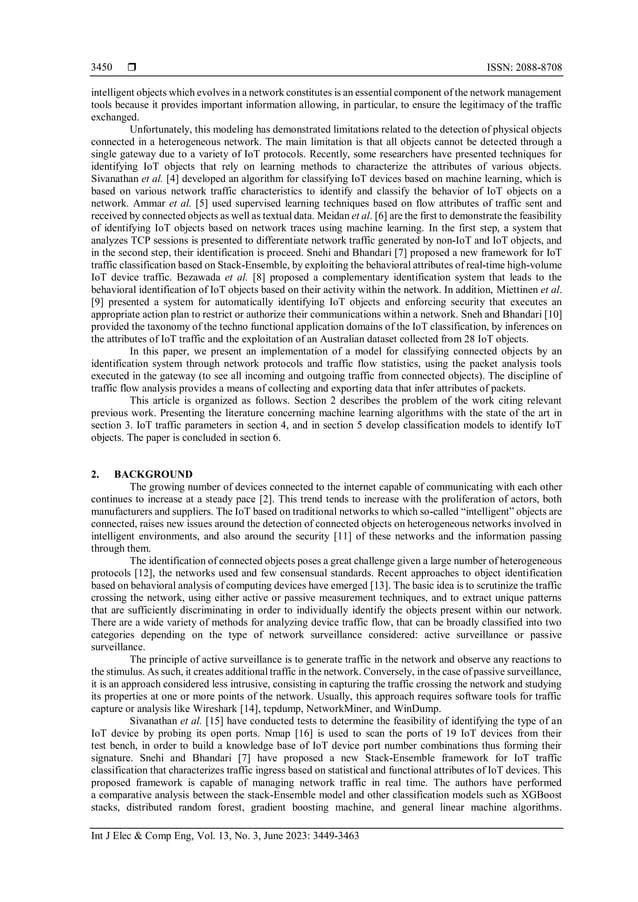 Machine learning for internet of things classification using network traffic parameters | PDF