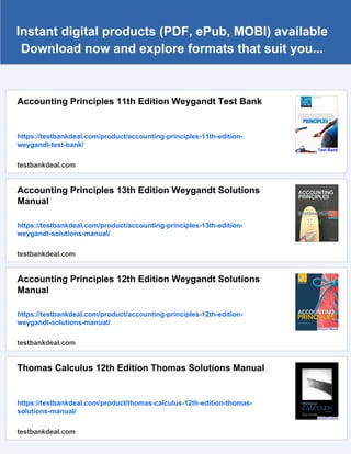 Accounting Principles 11th Edition Weygandt Solutions Manual | PDF