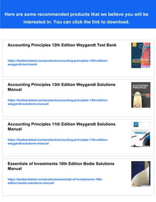 Accounting Principles 12th Edition Weygandt Solutions Manual | PDF