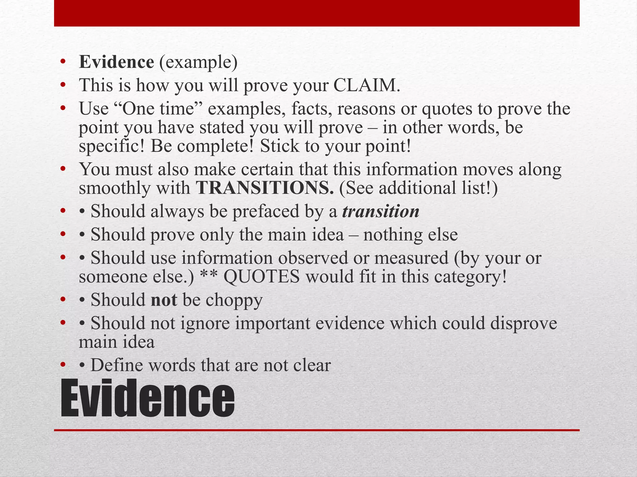 Claim Evidence Commentary | PDF