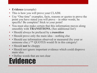 Claim Evidence Commentary | PPT