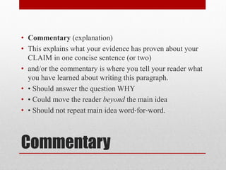Claim Evidence Commentary | PPT