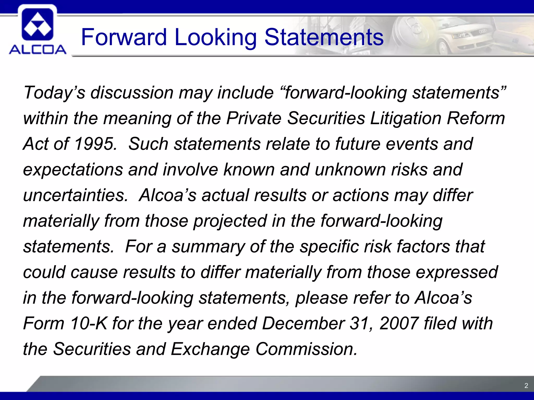 alcoa 1Q08 Analyst Presentation | PPT
