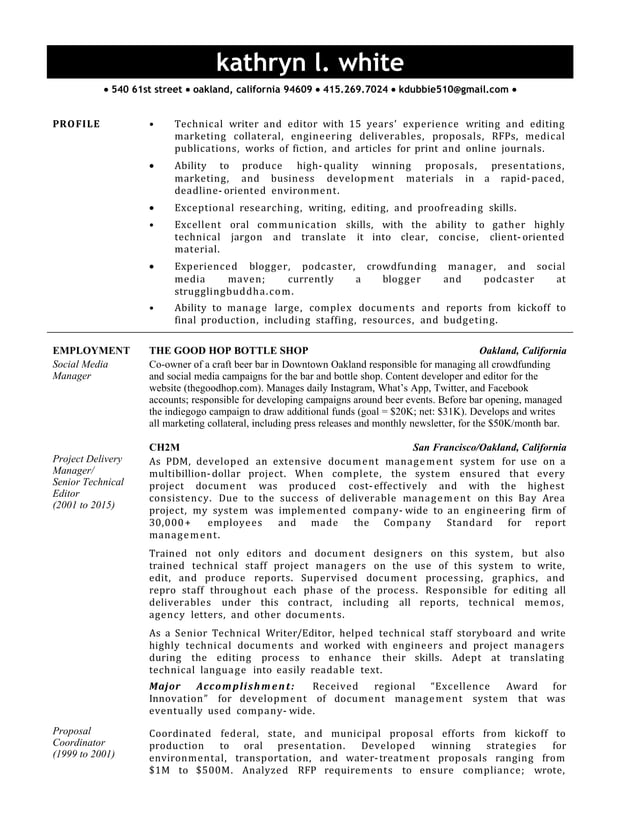 KathrynWhiteResume2016 | DOC | Freelance Writing | Content Production