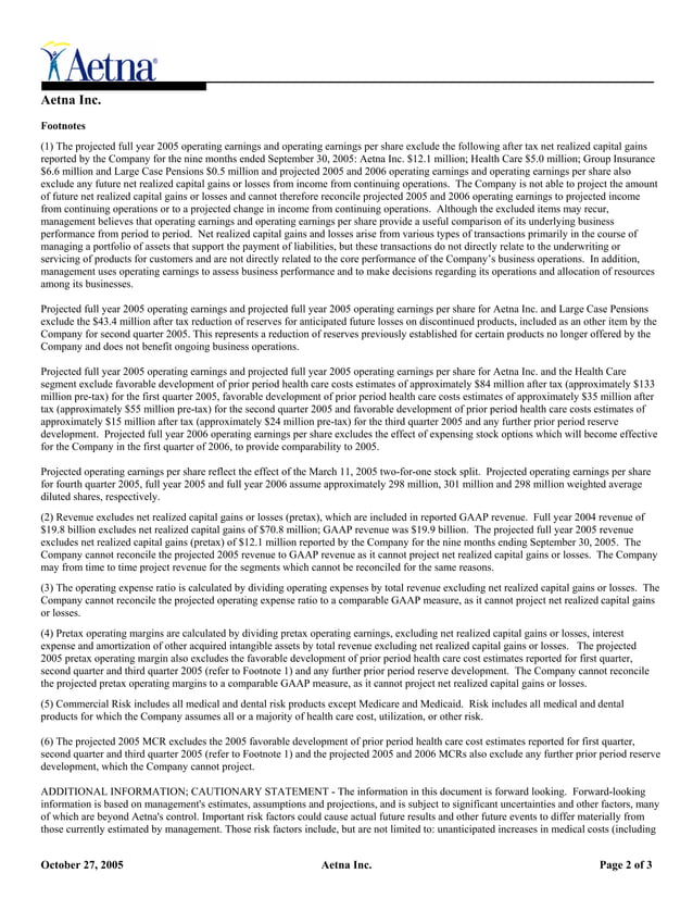 aetna Guidance Summary 2005 3rd | PDF