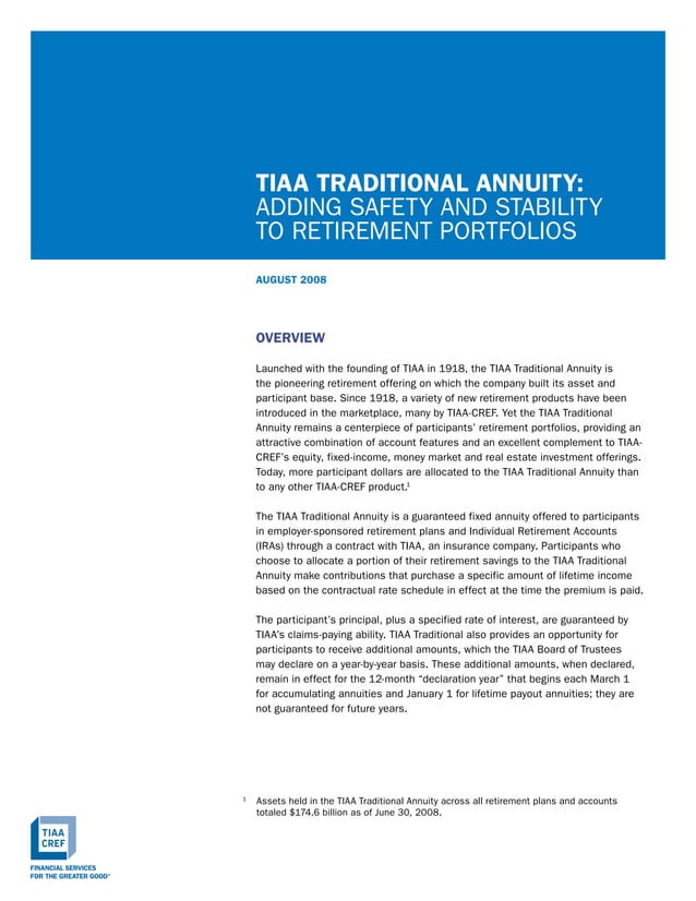 TIAA Traditional Annuity: Adding Safety and Stability to Retirement ...