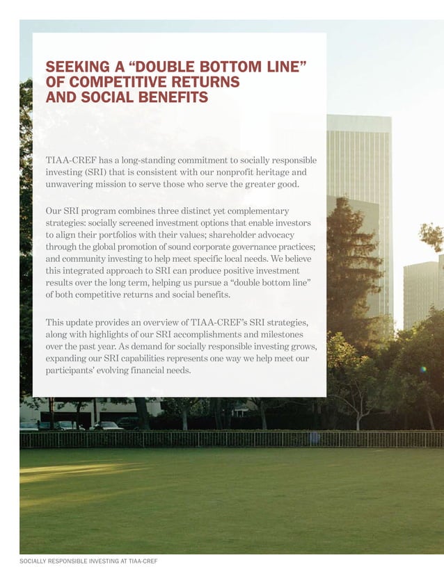 Socially Responsible Investing at TIAA-CREF | PDF | Stocks and Bonds ...