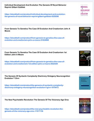 Genesis The Evolution Of Biology Jan Sapp | PDF
