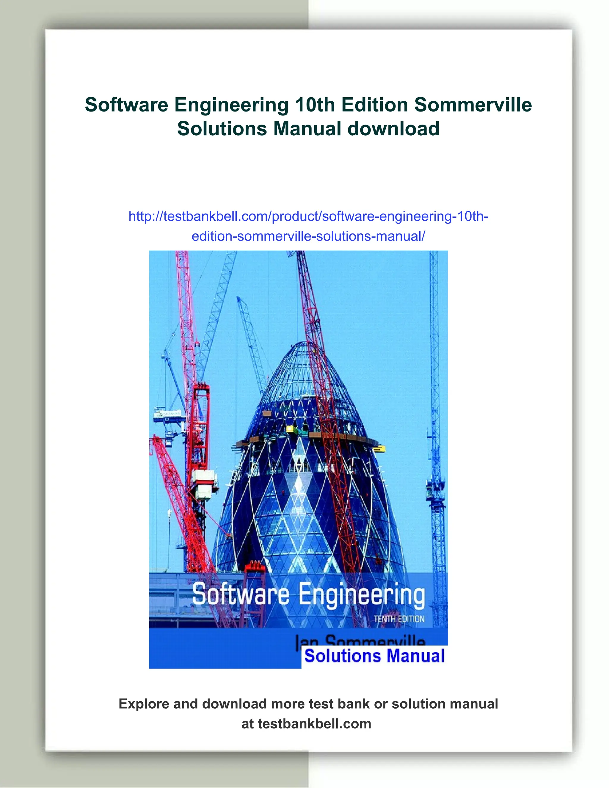 Software Engineering 10th Edition Sommerville Solutions Manual | PDF
