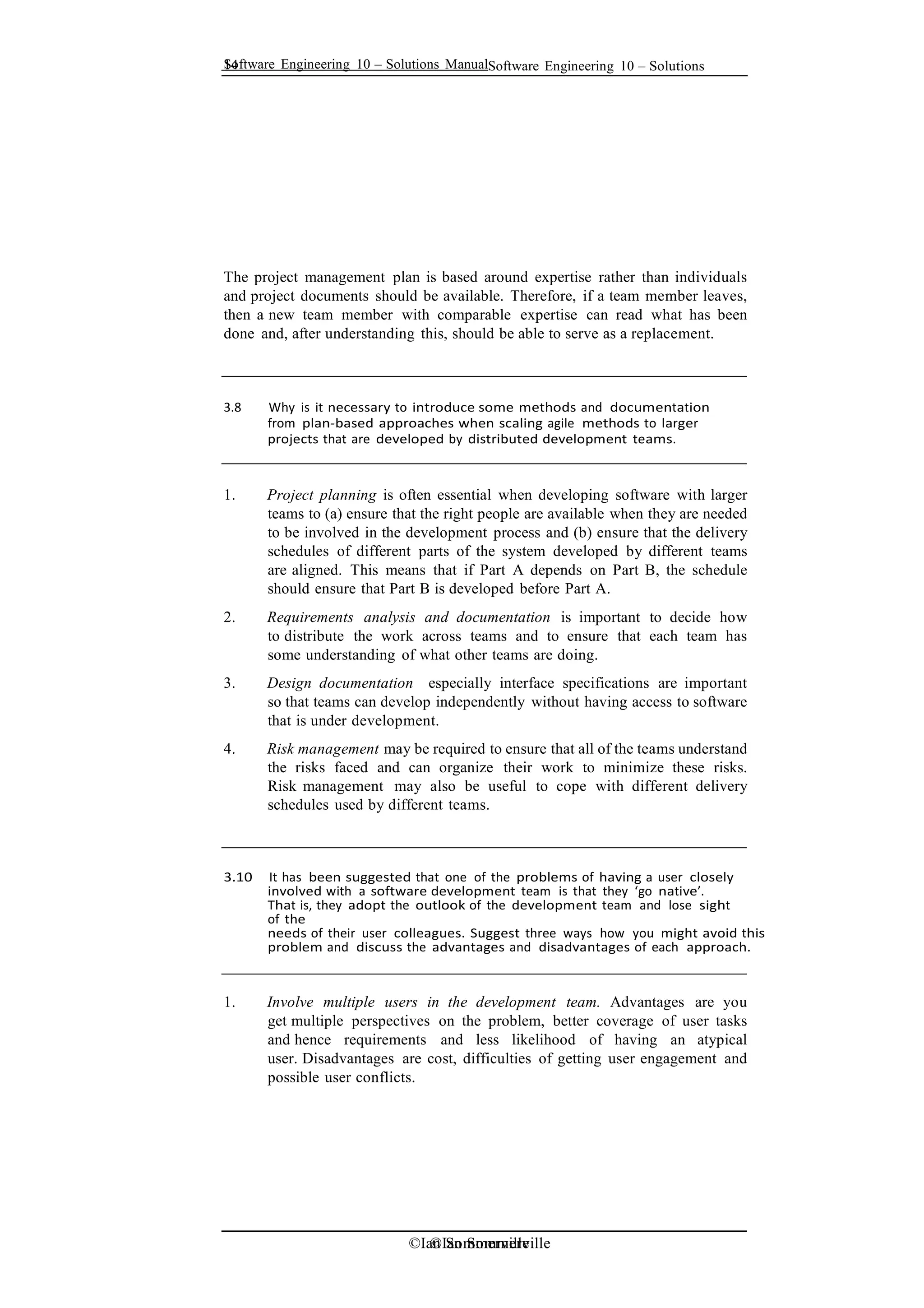 Software Engineering 10th Edition Sommerville Solutions Manual | PDF
