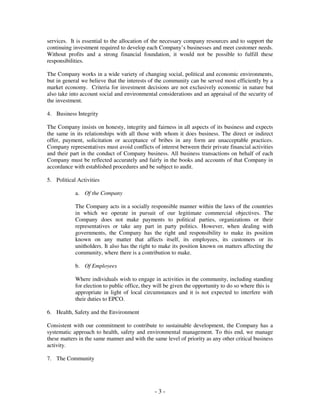 enterprise gp holdings Code of Conduct & Related Policies | PDF