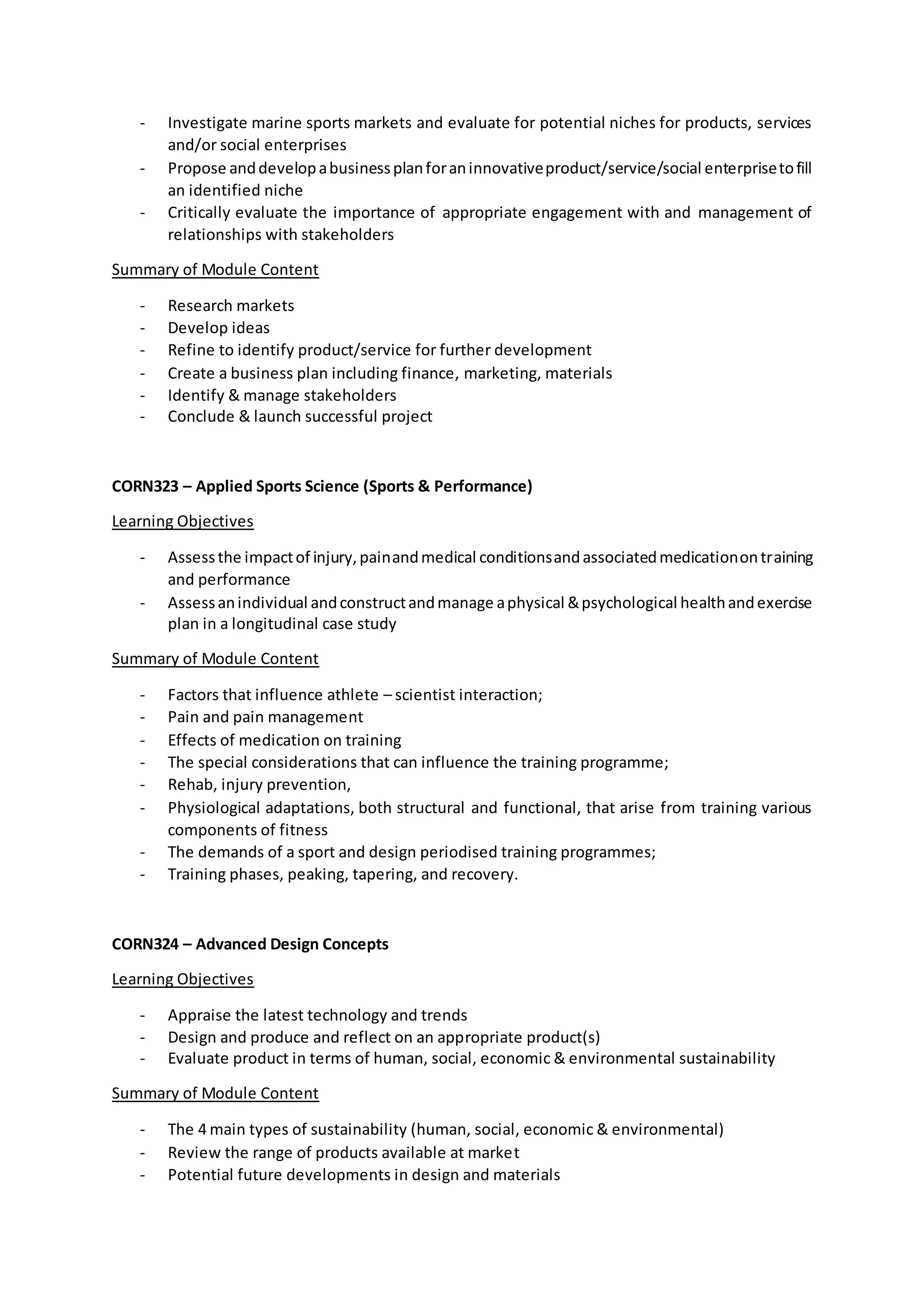 BSc Marine Sports Science | DOCX | Undergraduate Education | College ...