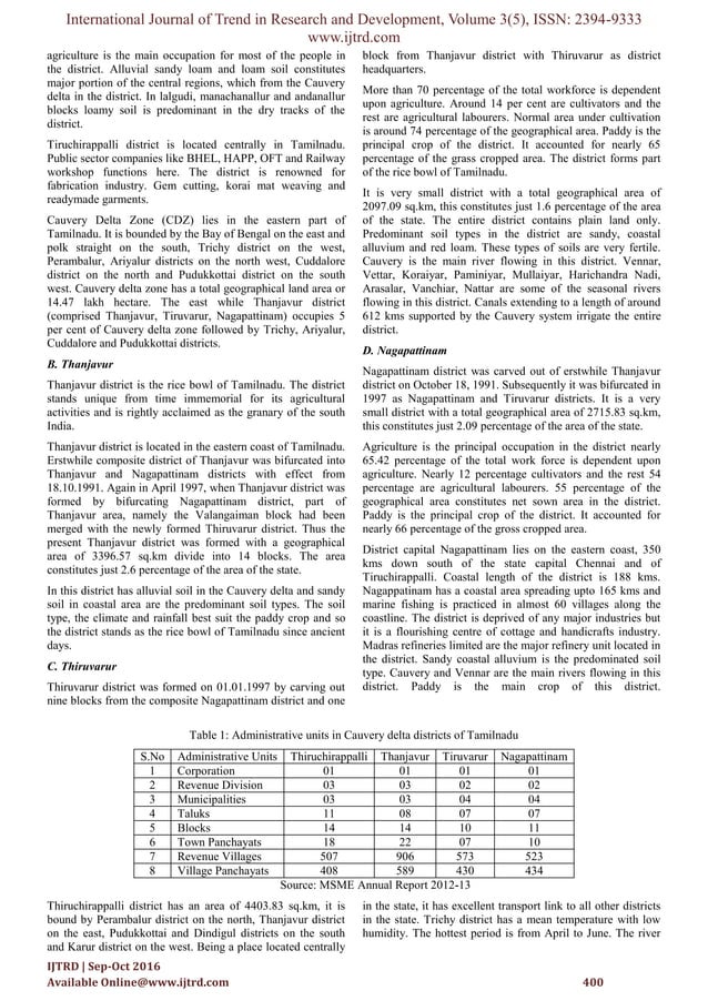 An overview of cauvery delta zone in tamil nadu | PDF