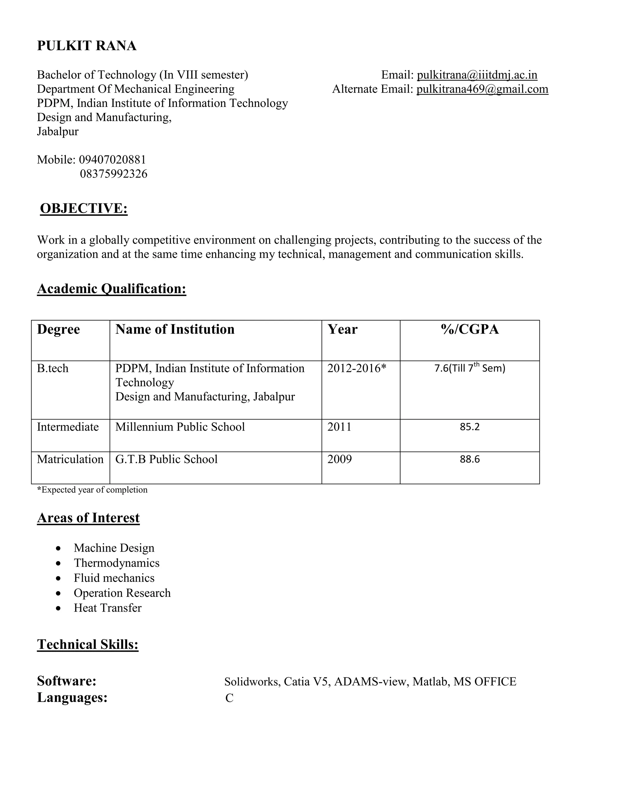 pulkit rana_CV | PDF