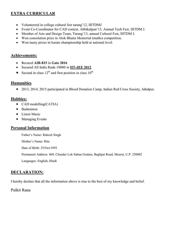 pulkit rana_CV | PDF