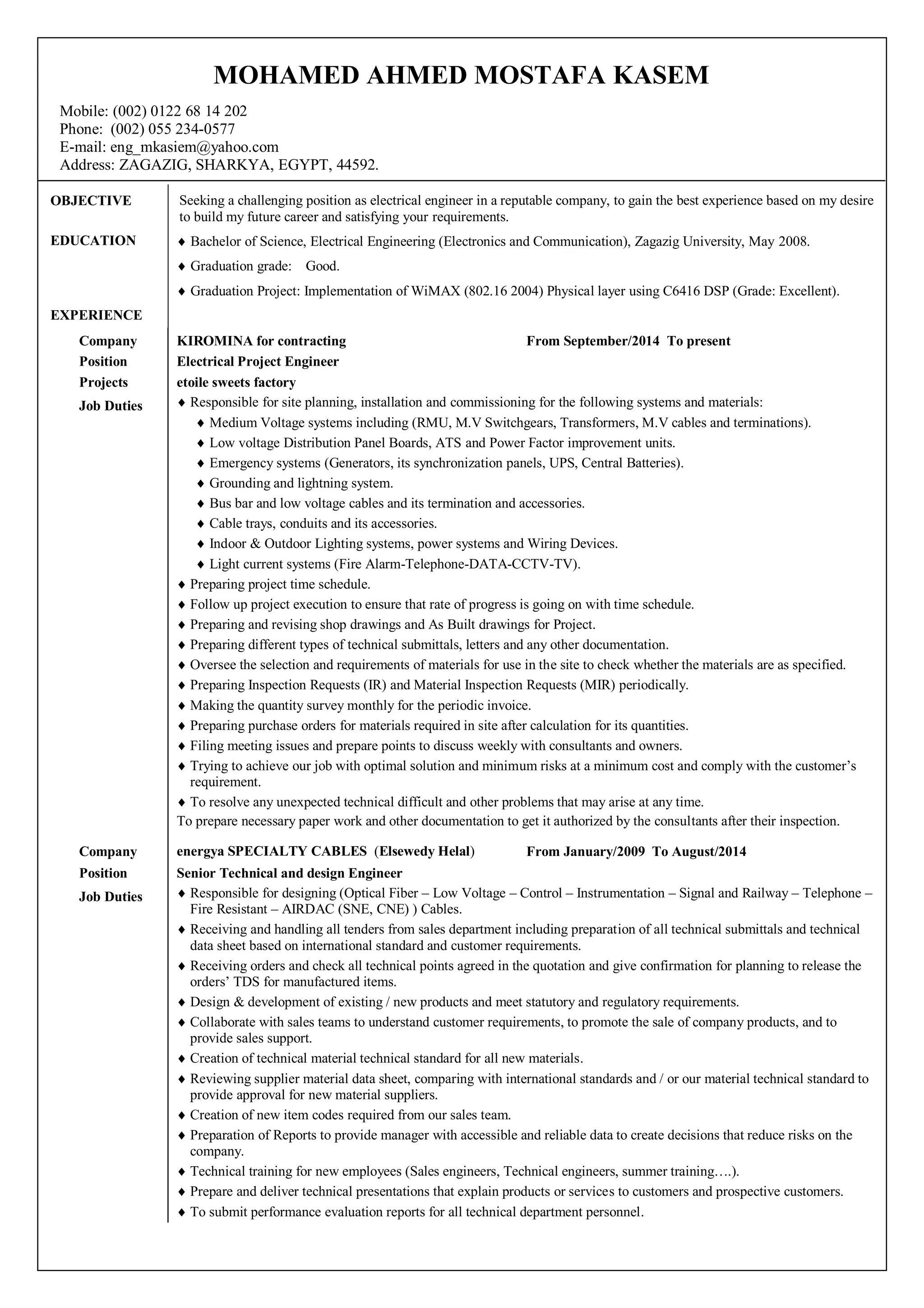 MOHAMED KASEM CV | PDF