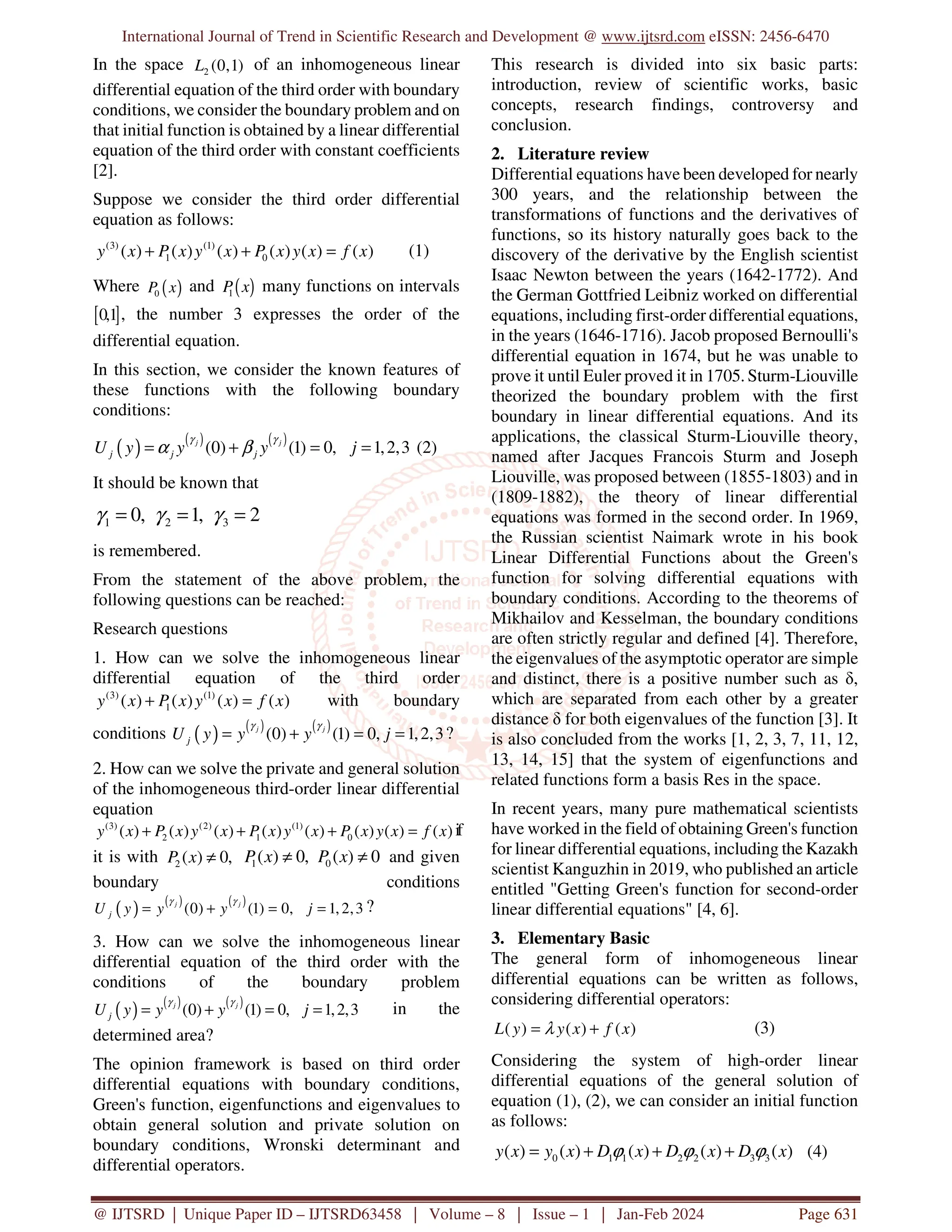 Differential Equations Third Order Inhomogeneous Linear With Boundary Conditions Pdf