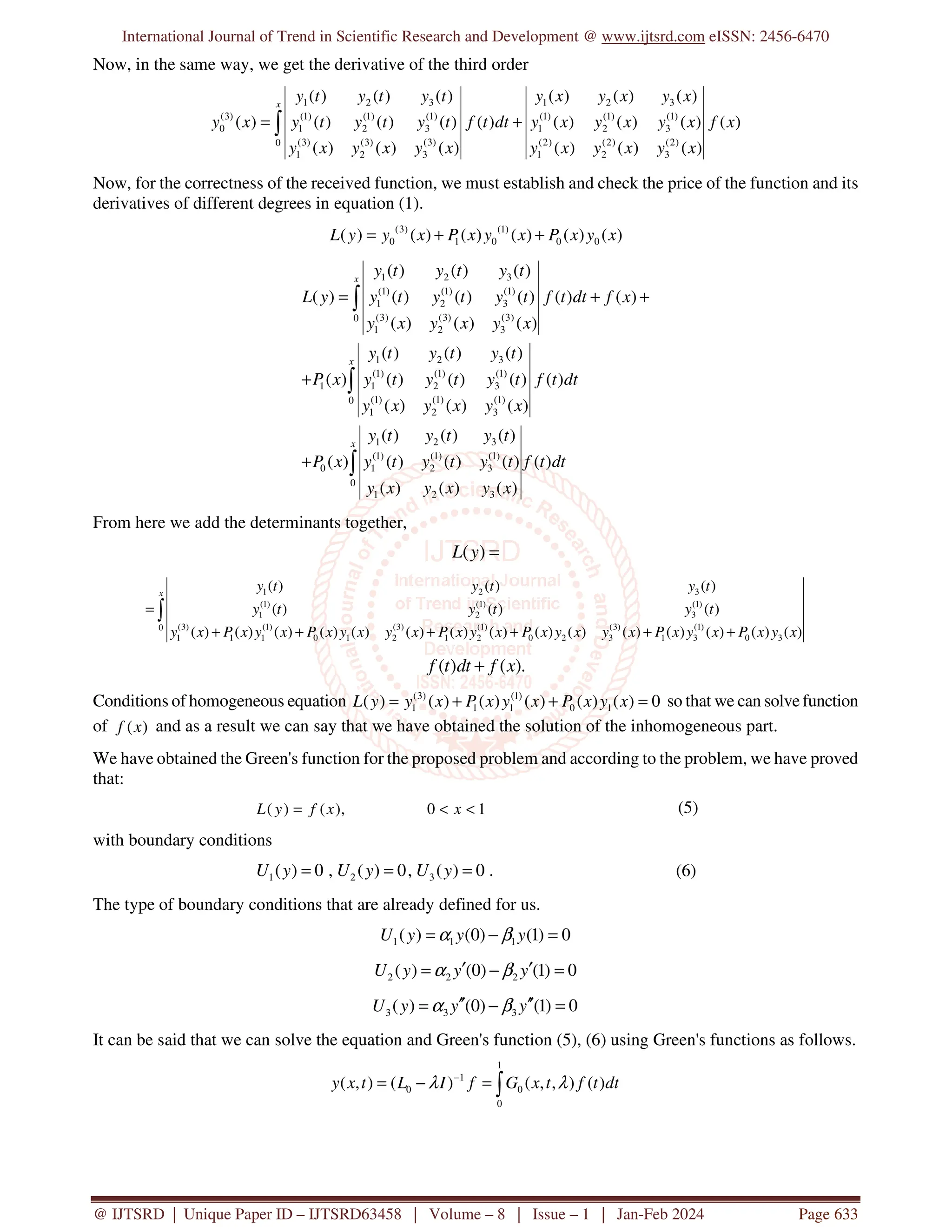 Differential Equations Third Order Inhomogeneous Linear with Boundary Conditions | PDF