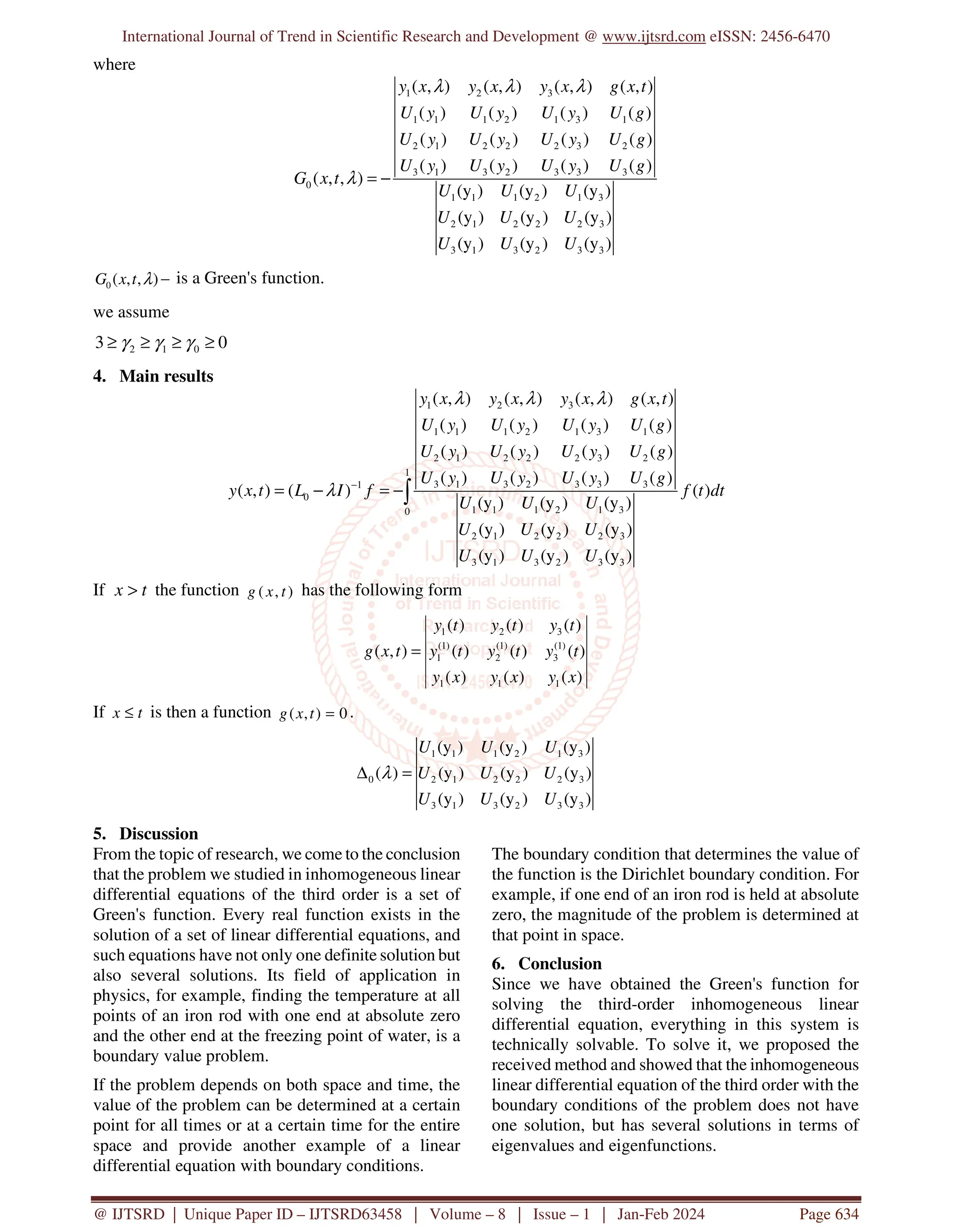 Differential Equations Third Order Inhomogeneous Linear with Boundary Conditions | PDF